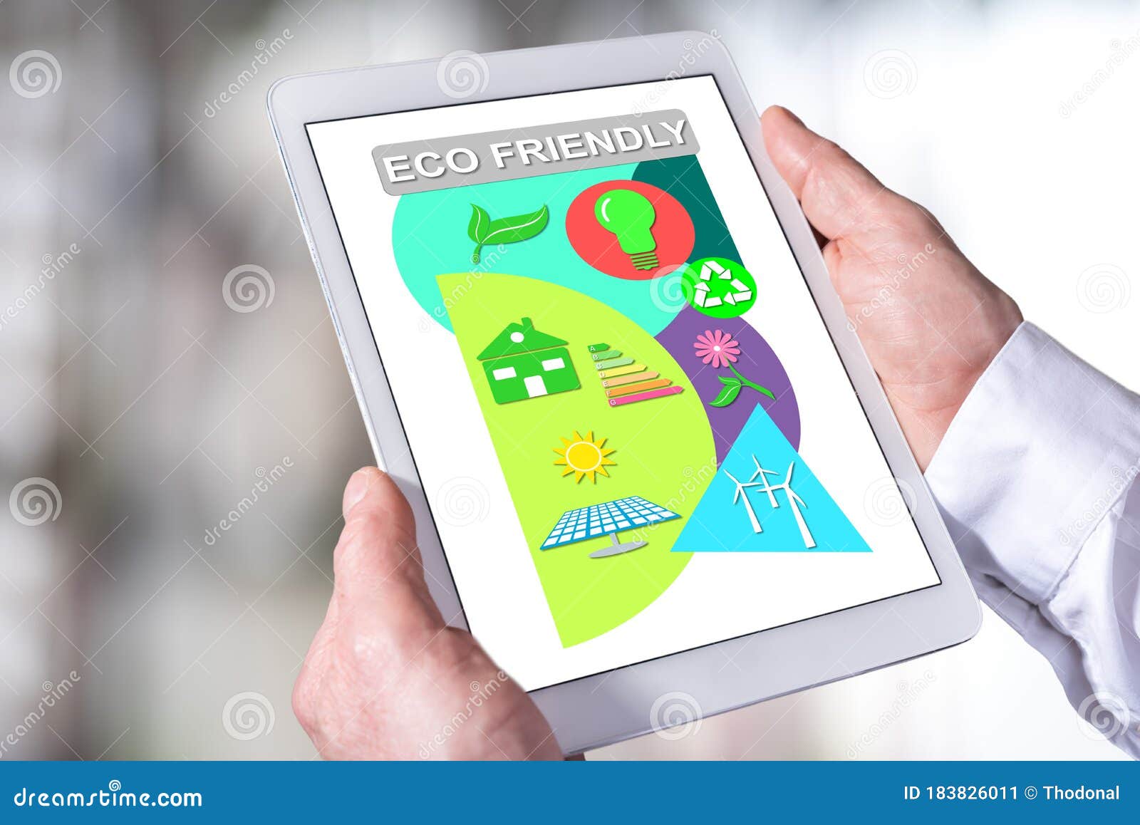 Eco Friendly Concept on a Tablet Stock Image - Image of nature, house ...