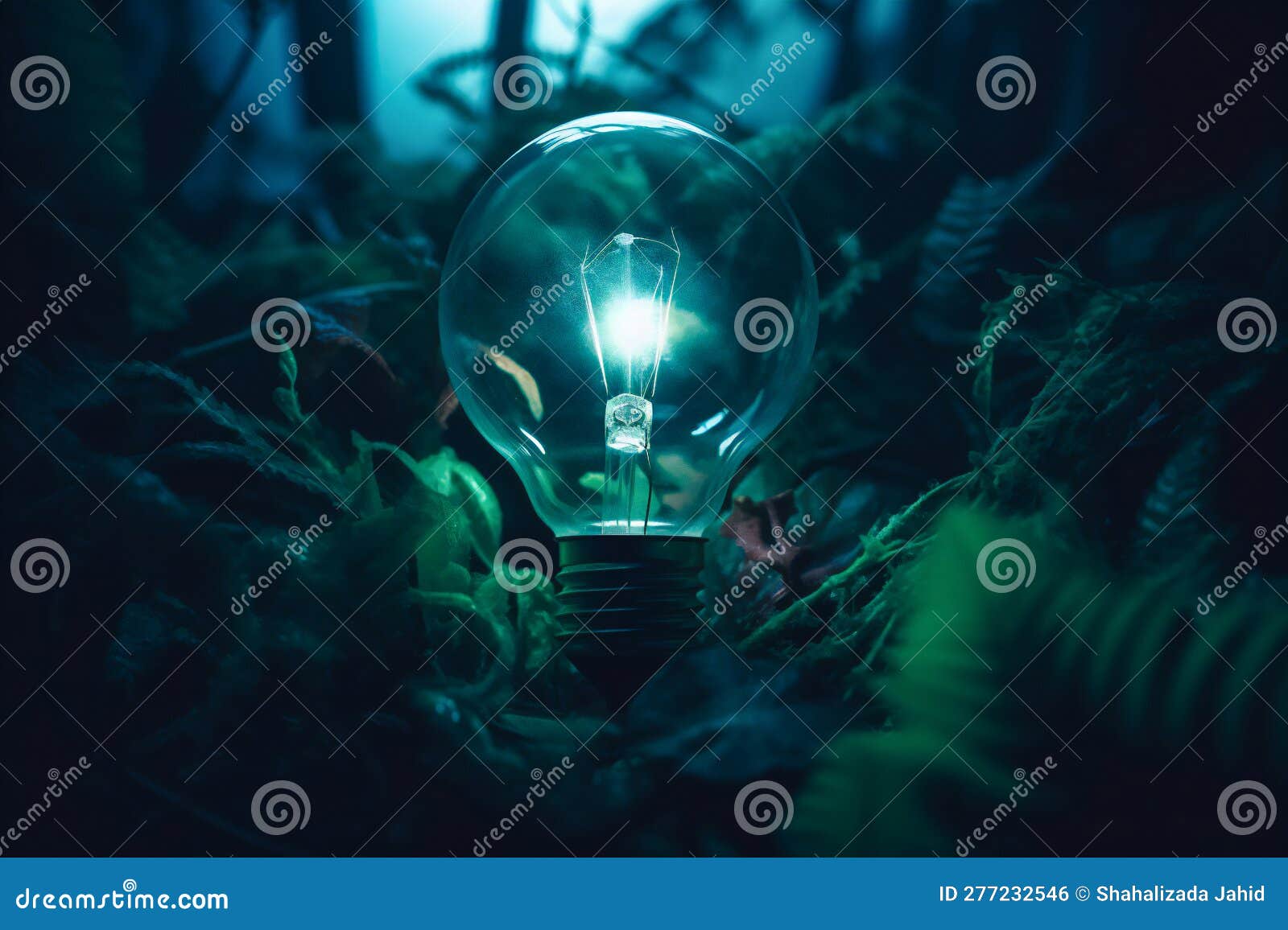 Eco-Friendly Concept Tree Sprouting from a Light Bulb. Generative AI ...