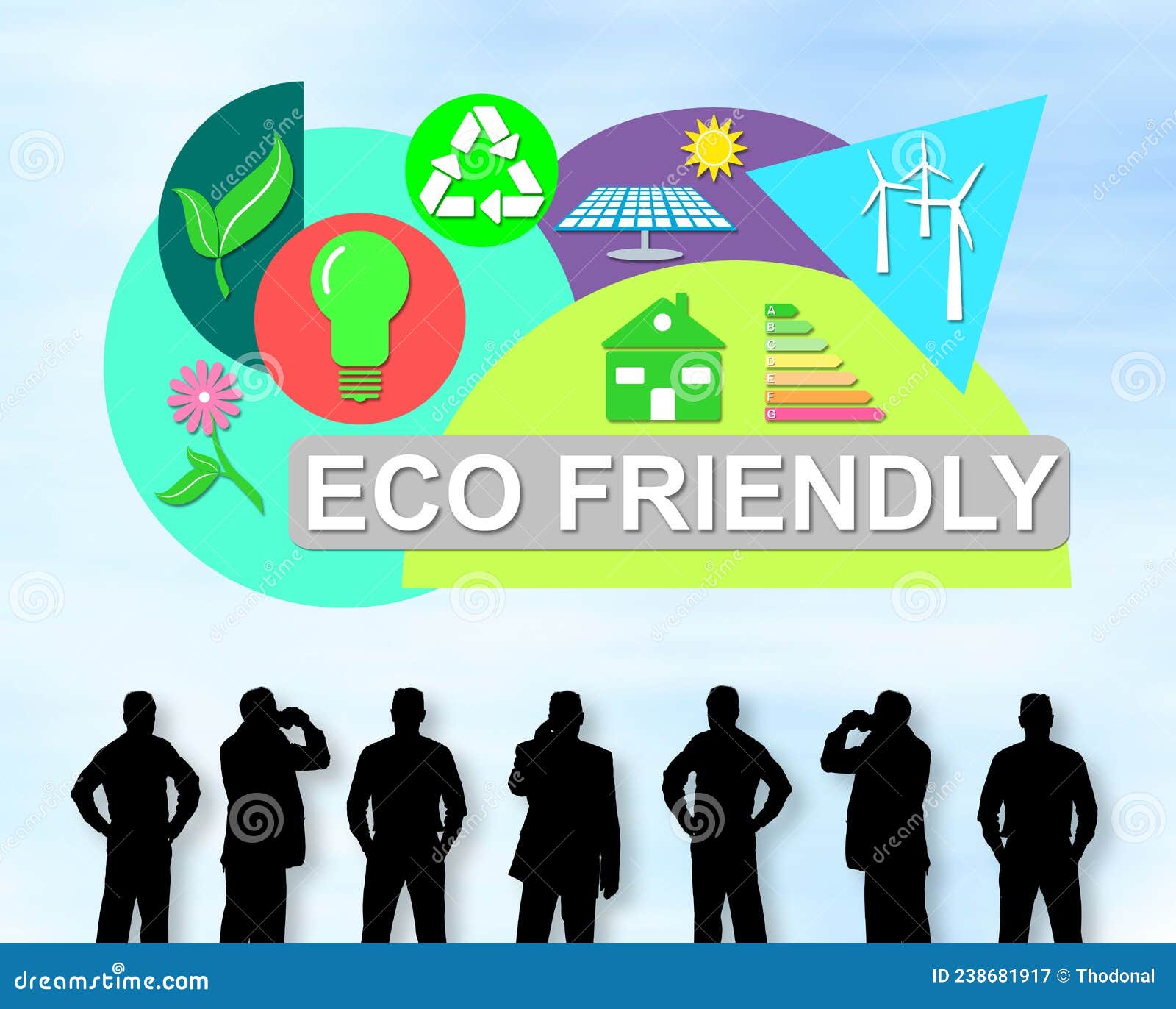 Eco Friendly Concept on a Wall Stock Illustration - Illustration of ...