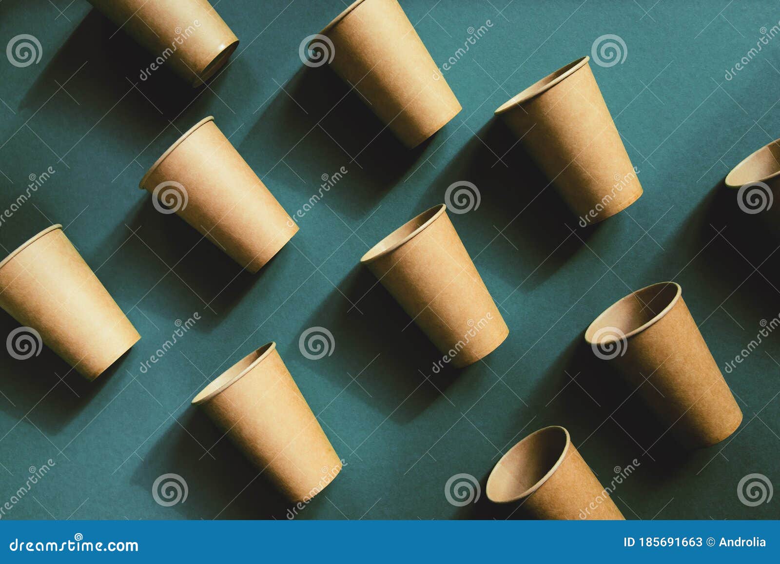 Eco Friendly Craft Paper Cup On Pastel Background With Branch With Cone ...