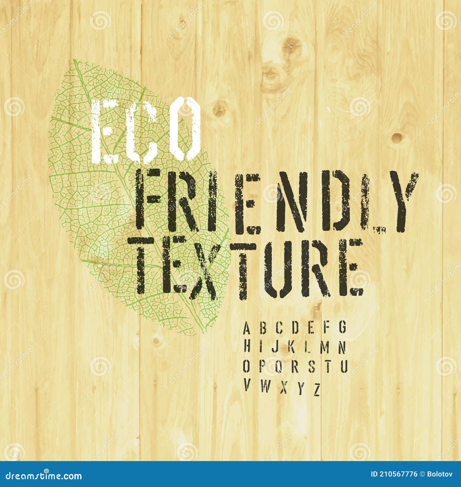 Eco Friendly Design Template Texture and Stencil Alphabet and Leaf ...