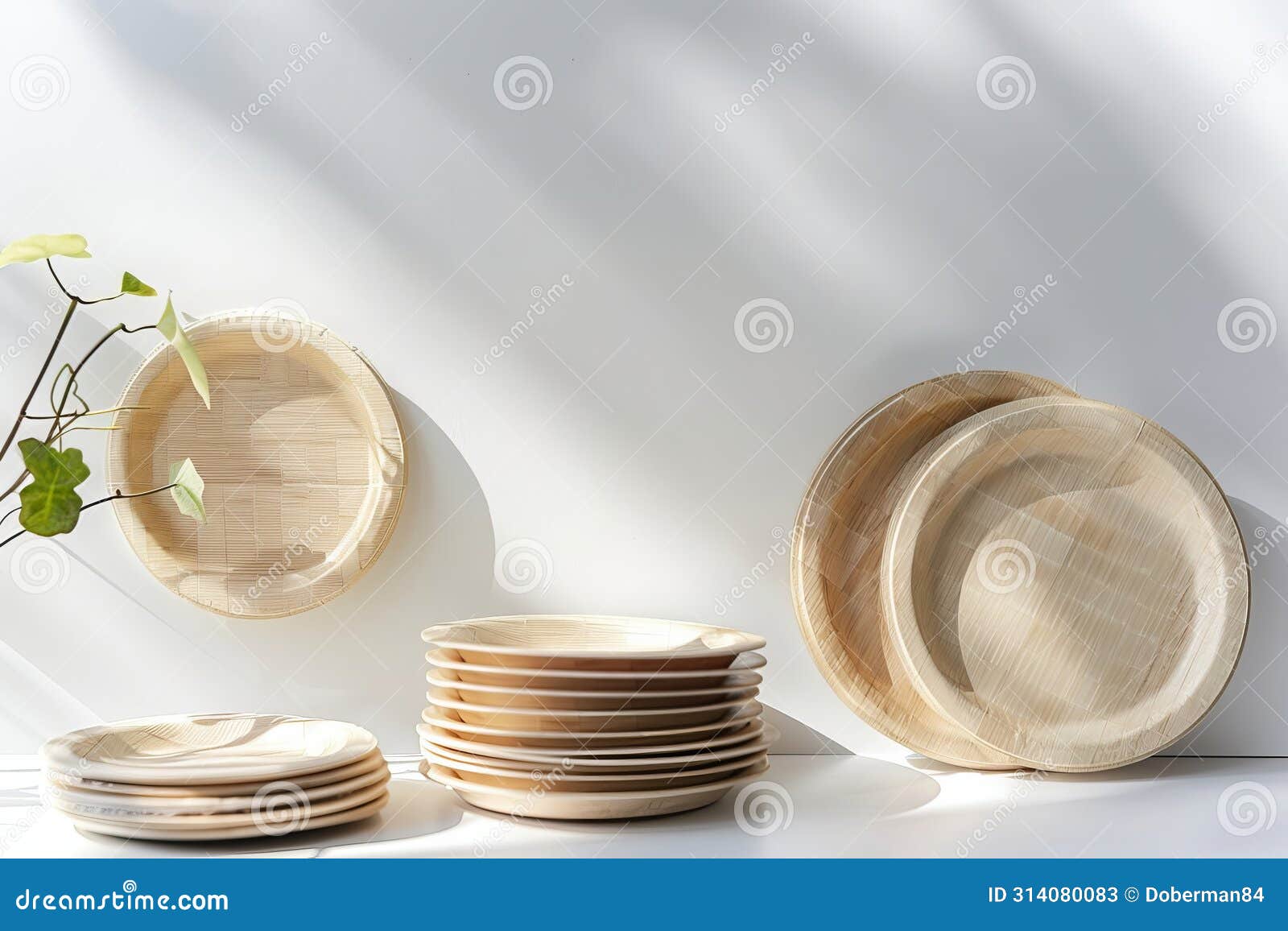 Eco-friendly Disposable Plates Set on White Background with Natural ...
