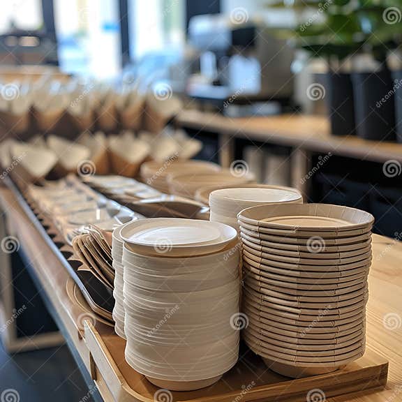 Eco Friendly Disposable Tableware Isolated on a White Background Stock ...