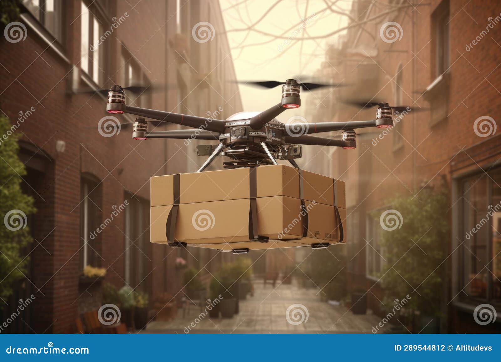 Eco-friendly Drone Delivering a Recyclable Package Stock Photo - Image ...