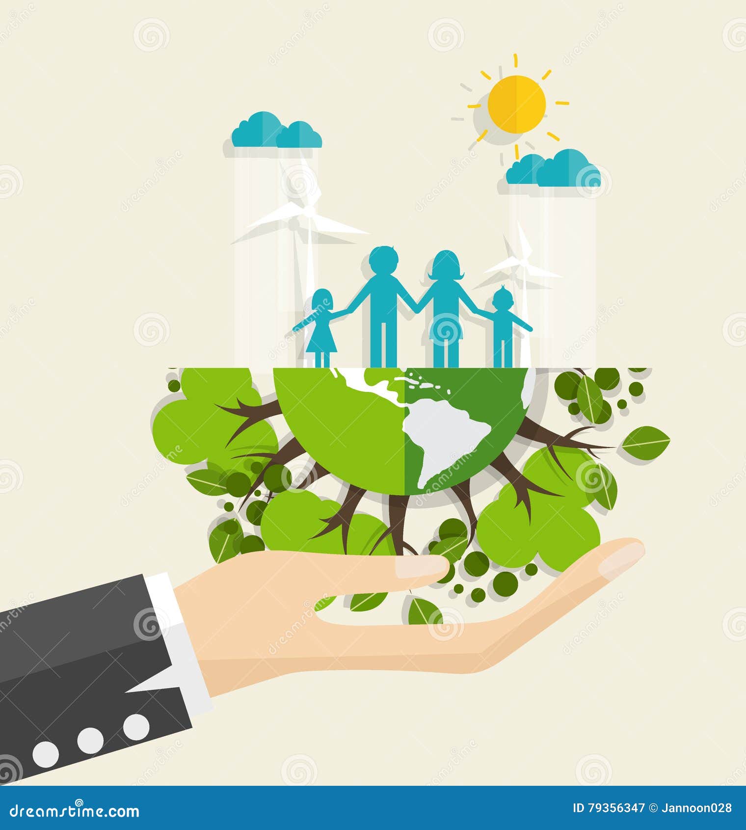 ECO FRIENDLY. Ecology Concept with Green Eco Earth and Trees. Vector ...