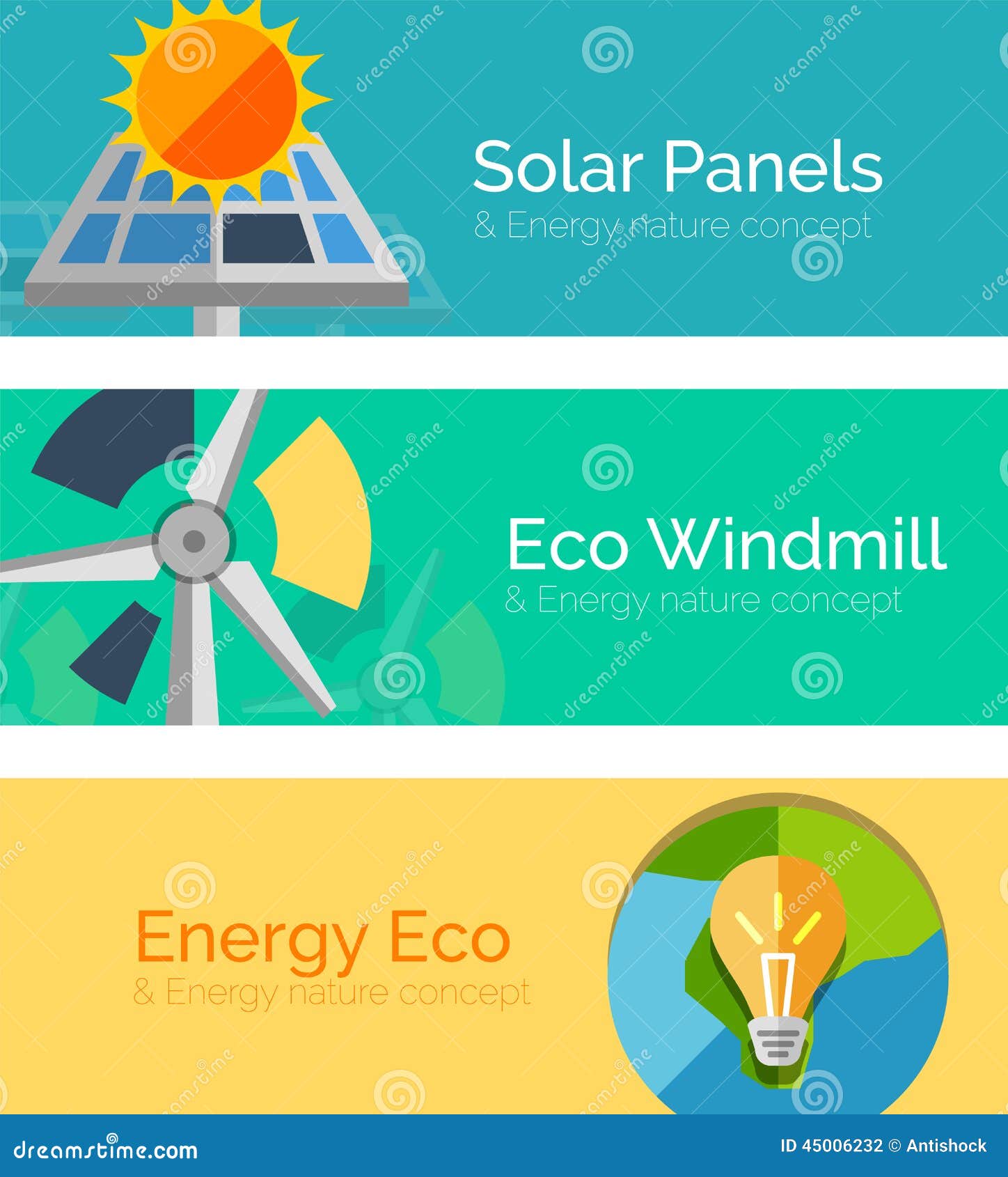 Eco-friendly Energy Flat Design Concepts, Banners Stock Vector ...