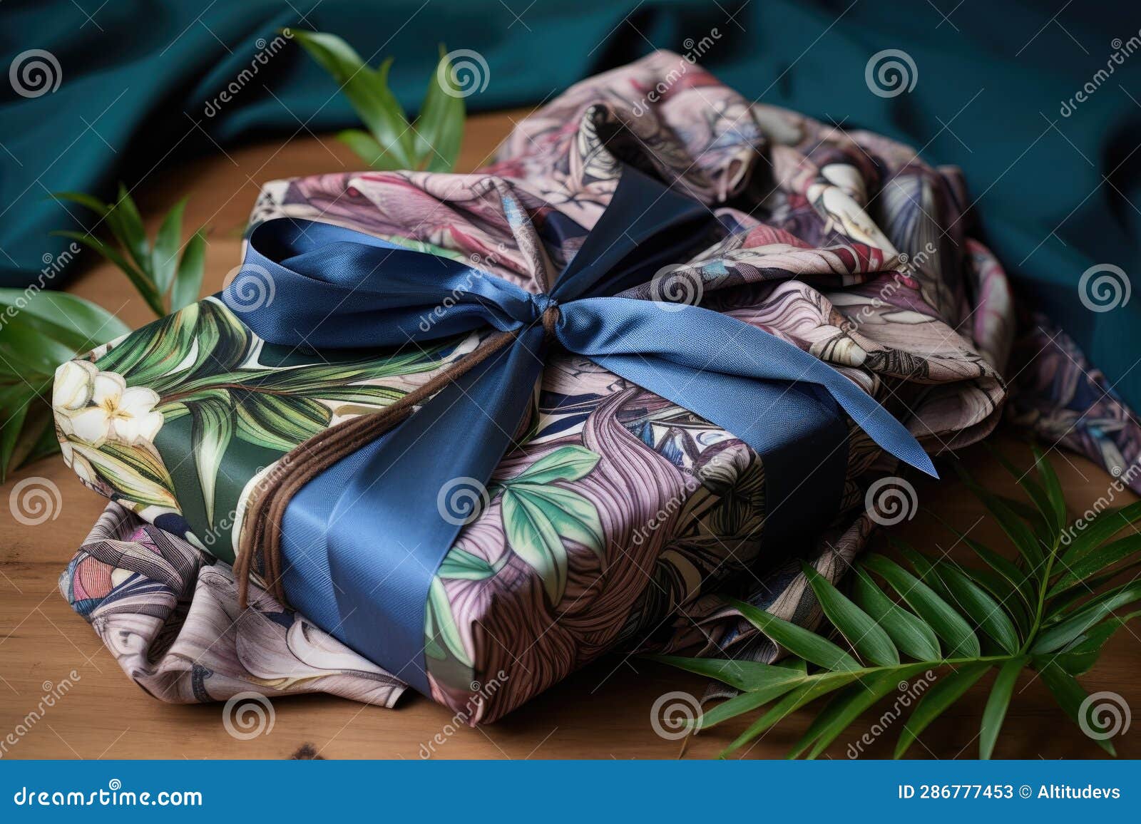 Eco-friendly Fabric Gift Wrap Tied in a Knot Stock Image - Image of ...
