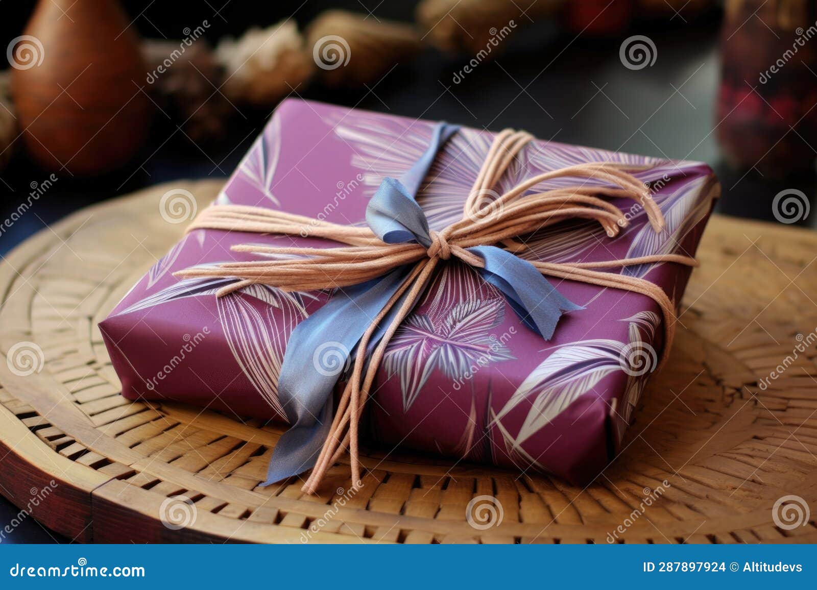 Eco-friendly Fabric Gift Wrap Tied in a Knot Stock Photo - Image of ...