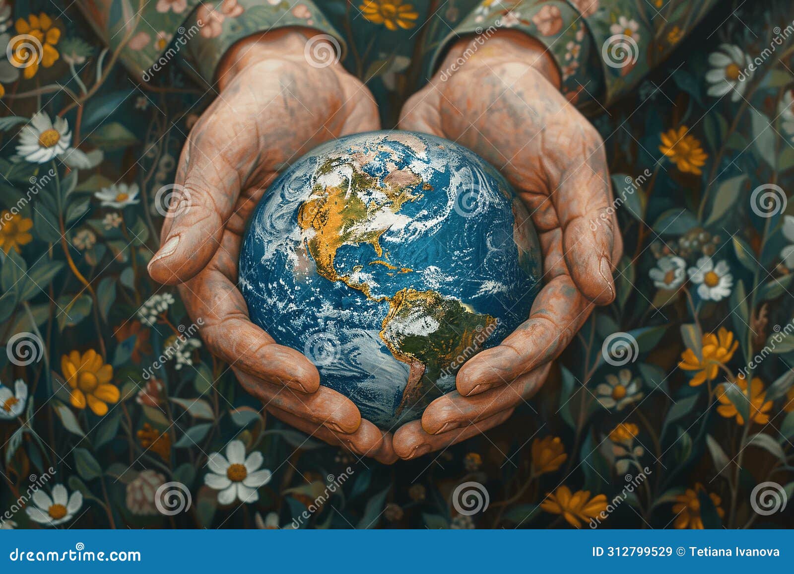 Eco-friendly Gesture: Hands Supporting the Planet Stock Illustration ...
