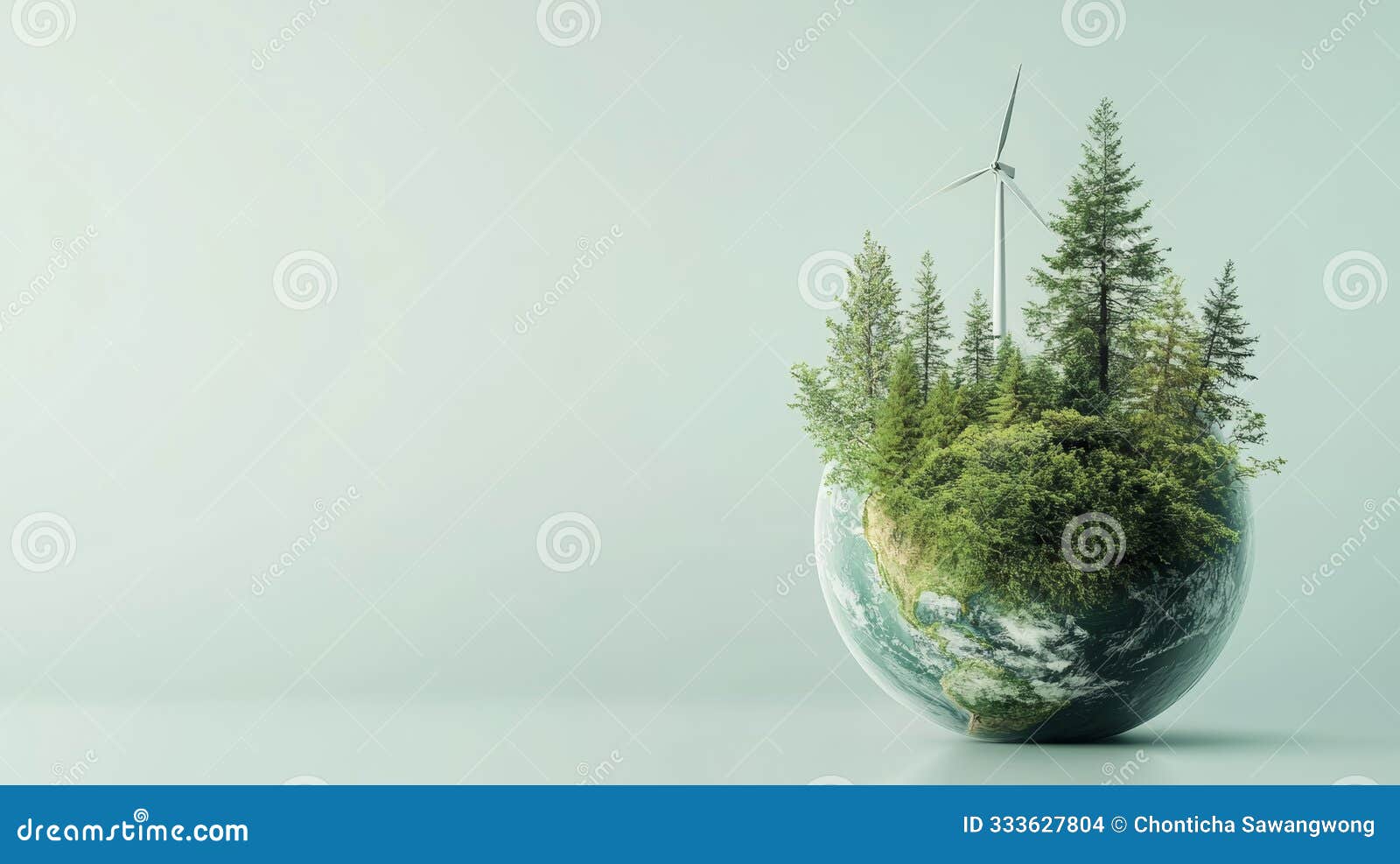 Eco-friendly Globe with Trees and a Wind Turbine Symbolizes Sustainable ...