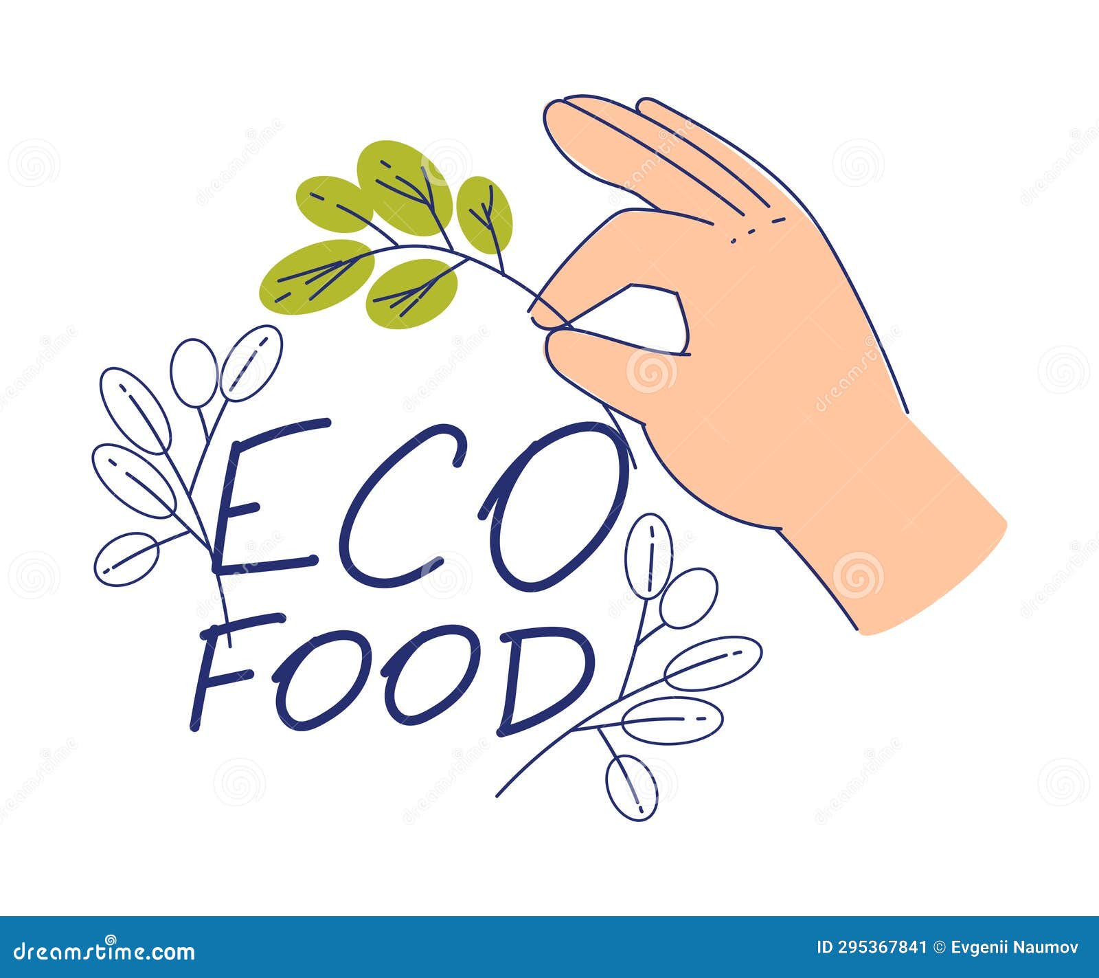 Eco Friendly with Hand and Green Leaf Twig Vector Illustration Stock ...