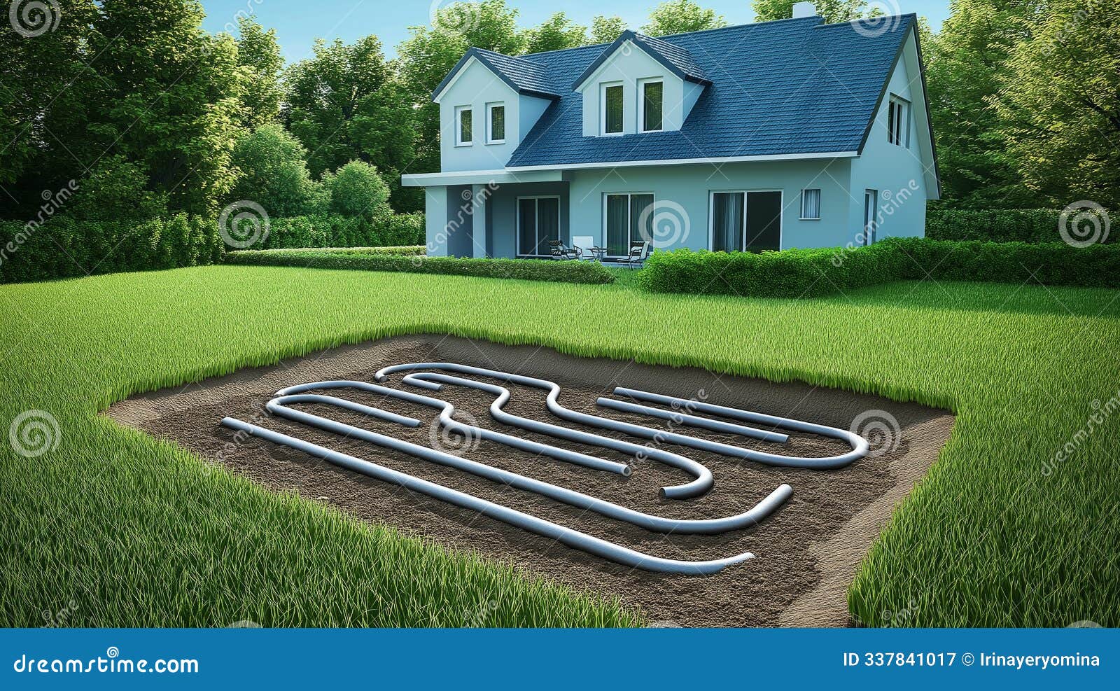 A Modern Home Utilizes Geothermal Heating and Cooling with Visible ...