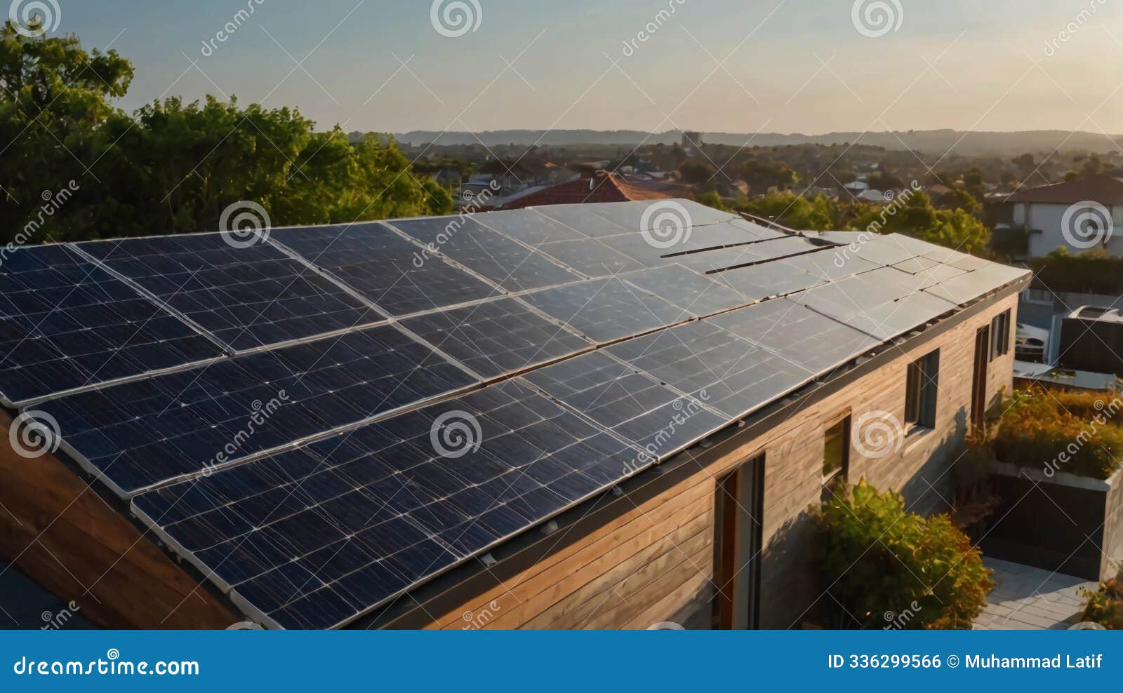 Eco Friendly Home with Rooftop Solar Panels Stock Illustration ...