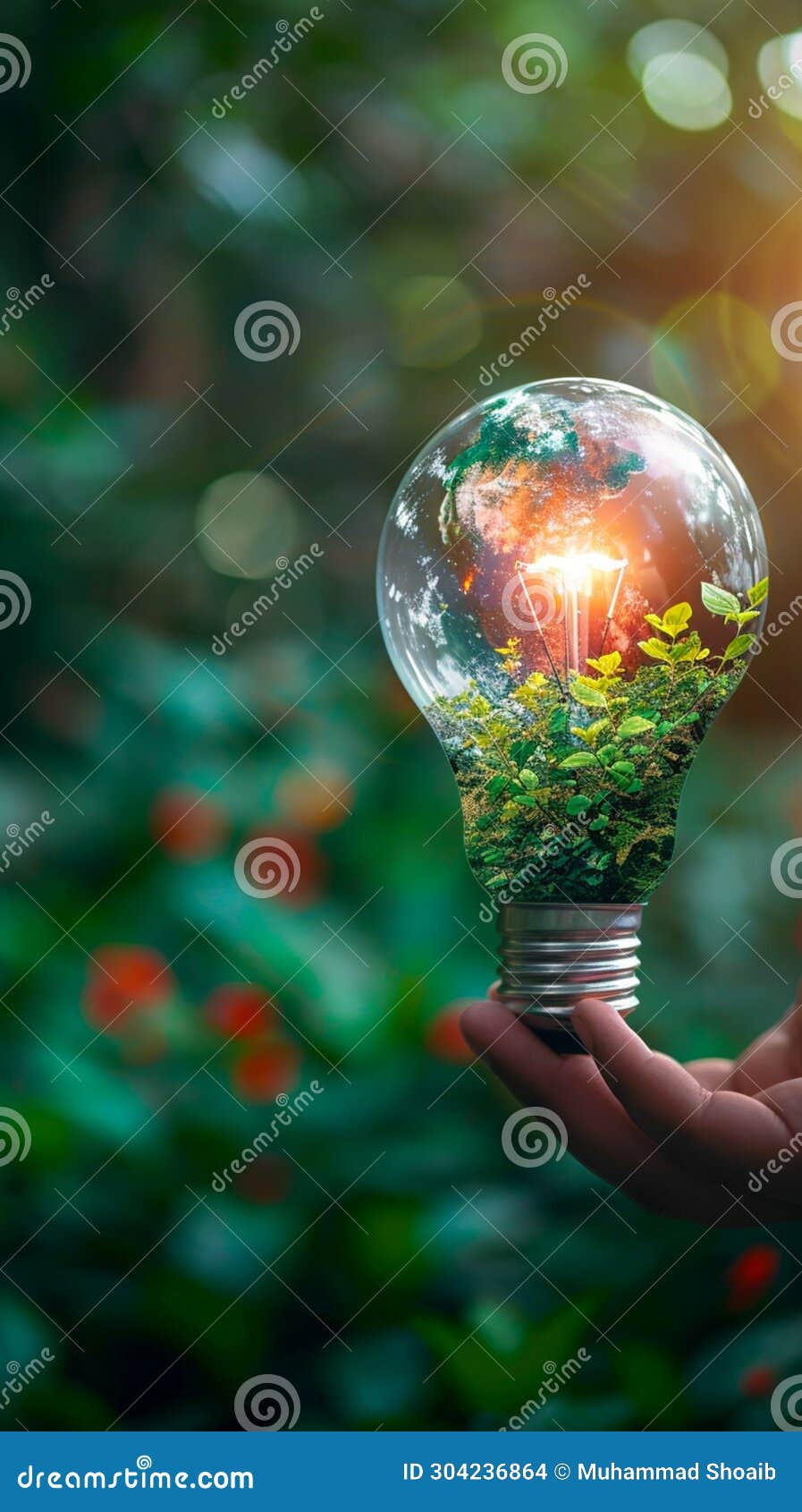 Eco Friendly Insight World Map on Light Bulb with Green Nature Stock ...