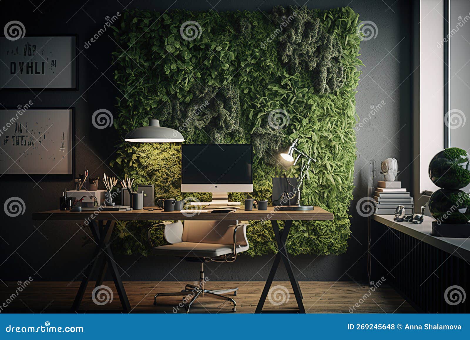 Eco-friendly Interior Made of Moss. Modern Office Lobby Interior Stock ...