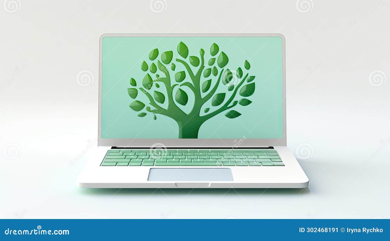 Eco-friendly Laptop Isolated on White Stock Illustration - Illustration ...