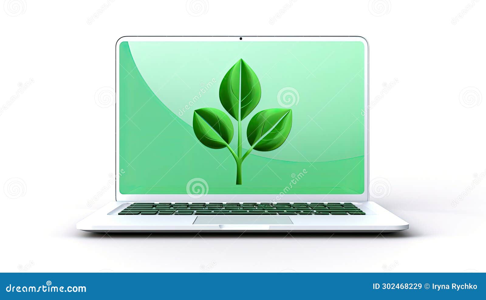 Eco-friendly Laptop Isolated on White Stock Illustration - Illustration ...