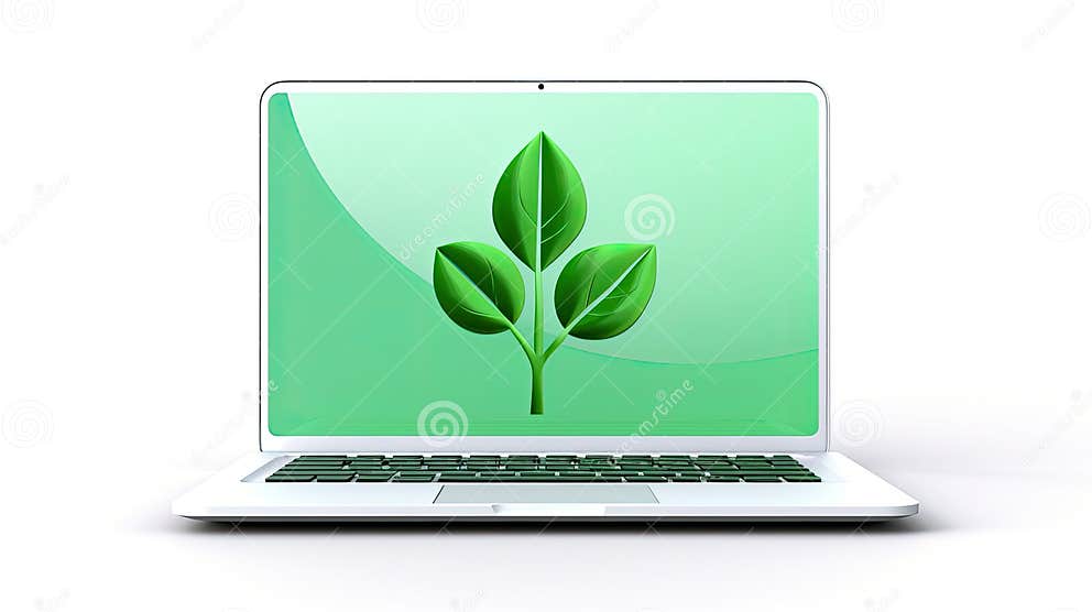 Eco-friendly Laptop Isolated on White Stock Illustration - Illustration ...