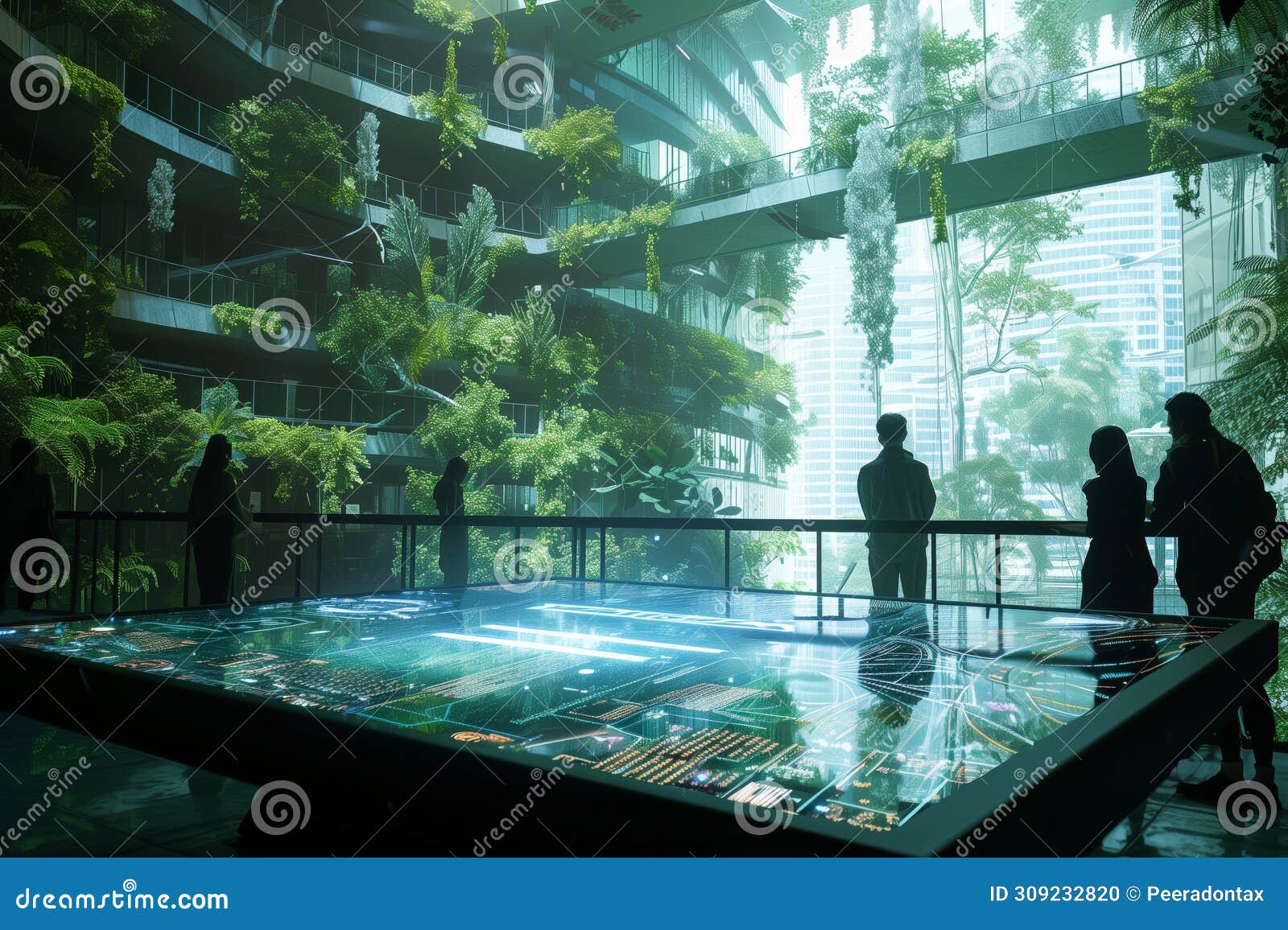 Eco-friendly Library Interior that Blends Nature. Stock Illustration ...