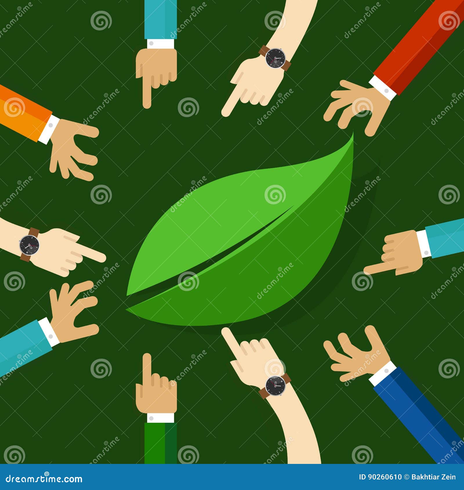 Eco Friendly Life Represented With Leaf. Hand Working Together. Concept ...