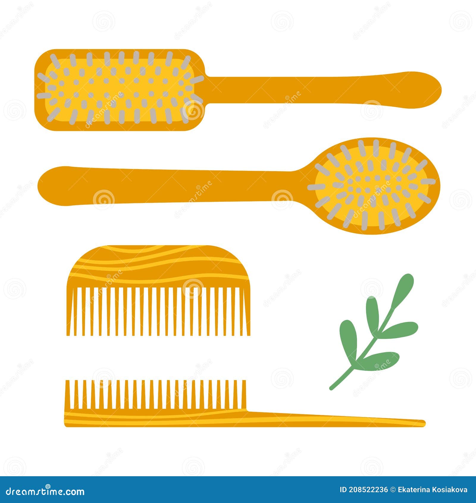 Eco Friendly Lifestyle Combs Set. Vector Illustration in a Flat Style ...