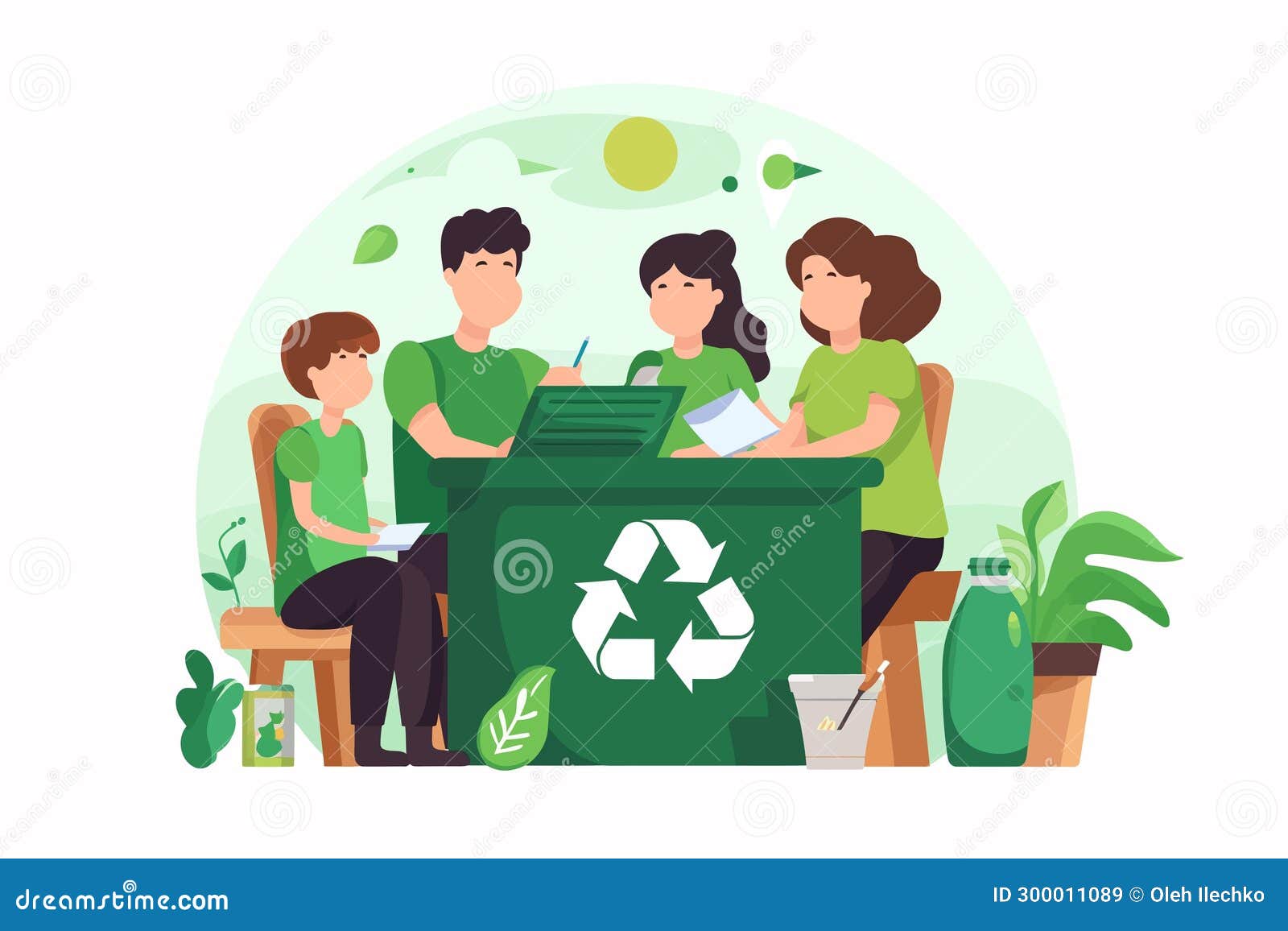 Family Sorting Organic Garbage Into A Trash Container. Dad And Daughter ... Family Sorting Organic Garbage Into A Trash Container. Dad And Daughter ...