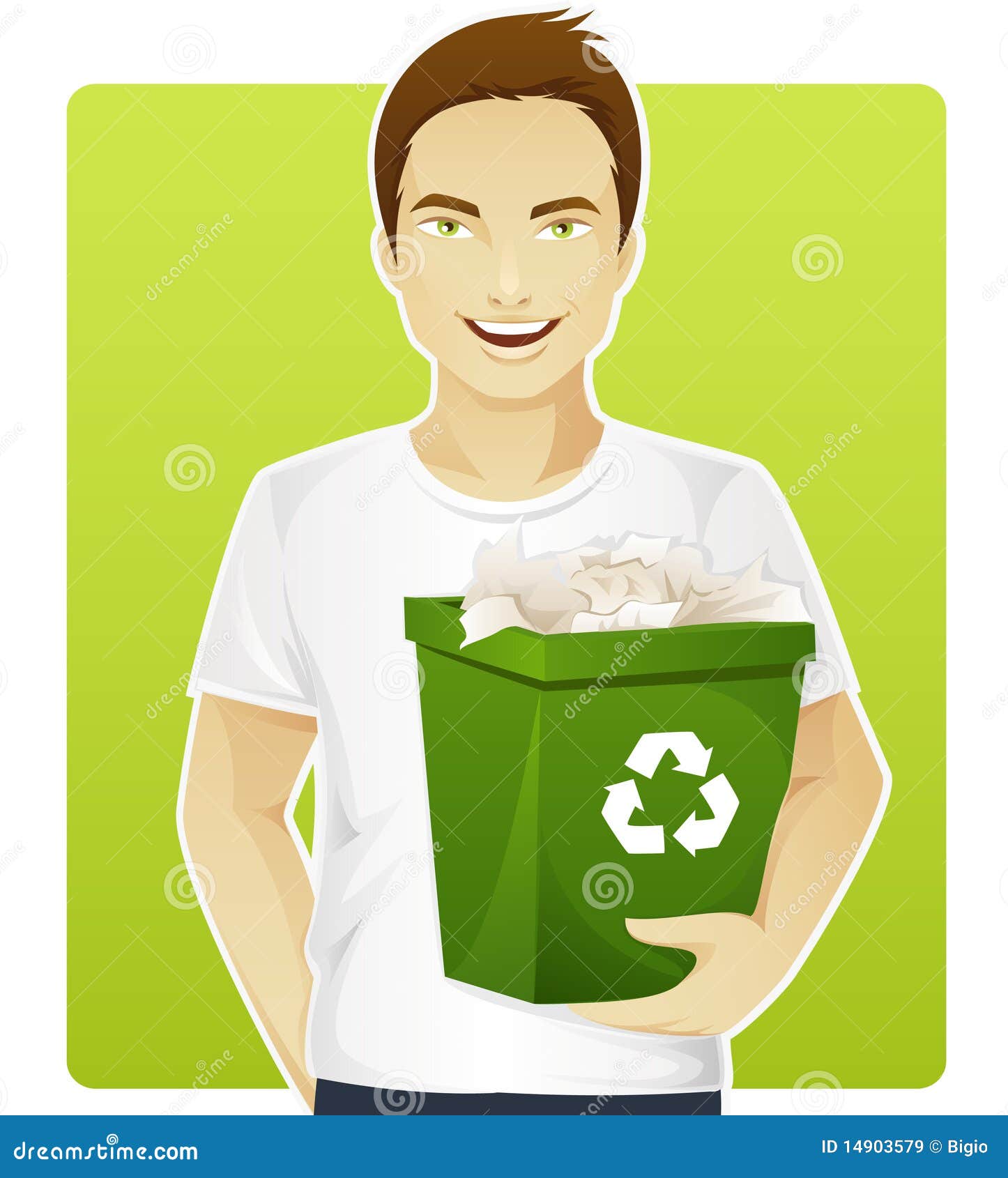 Eco-friendly Man Sorting a Trash Stock Vector - Illustration of ...