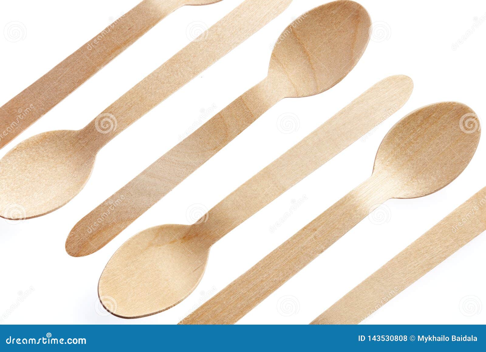 Eco-friendly Materials. Wooden, Disposable Spoon on a White Background ...