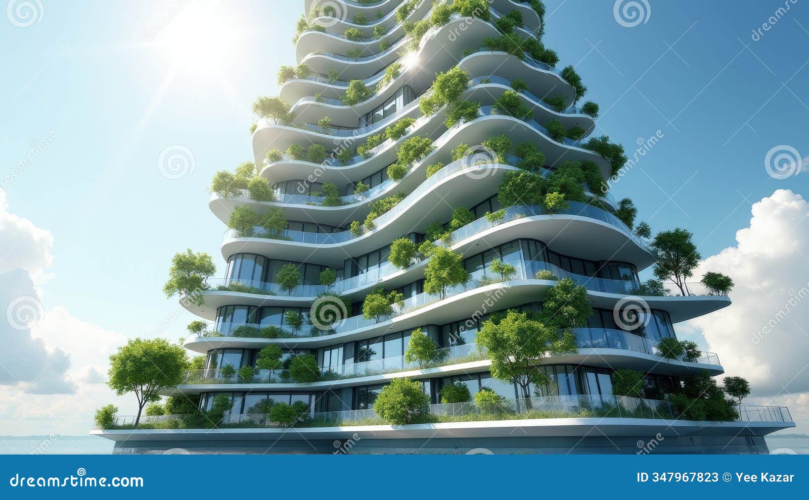 Eco-Friendly Modern High-Rise Building with Lush Greenery Stock ...