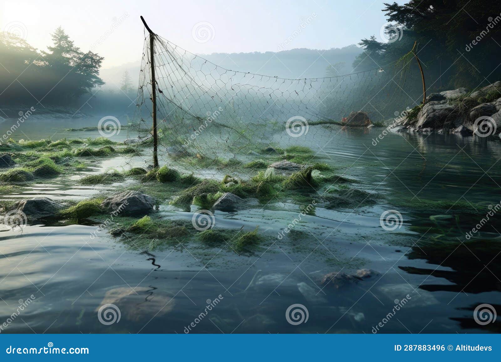 Eco-friendly Nets To Catch Debris in River Stock Illustration ...