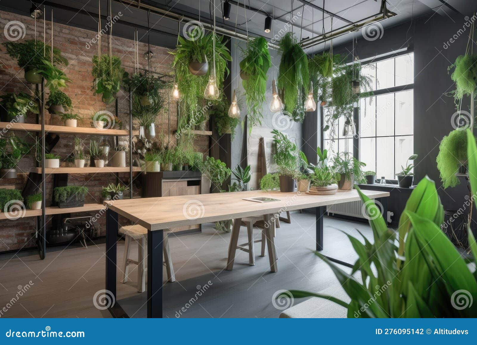 Eco-friendly Office, with Plants and Natural Materials for Interior ...