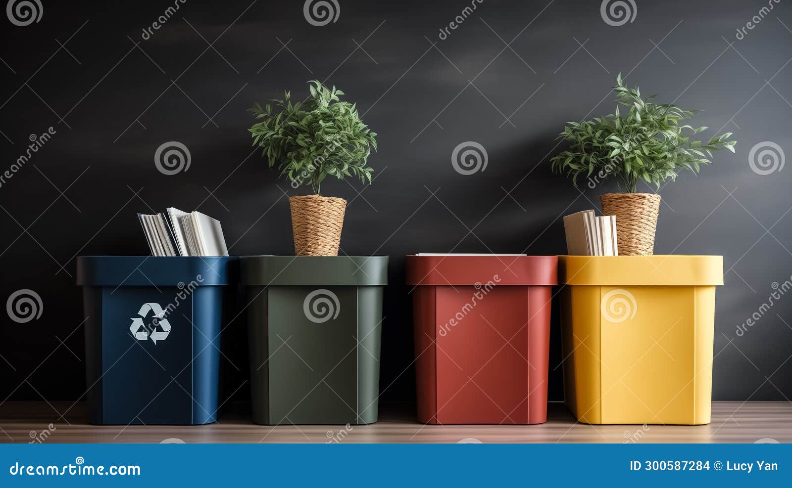 Eco-friendly Office with Plants and Recycle Bins. Eco Space, Growth ...