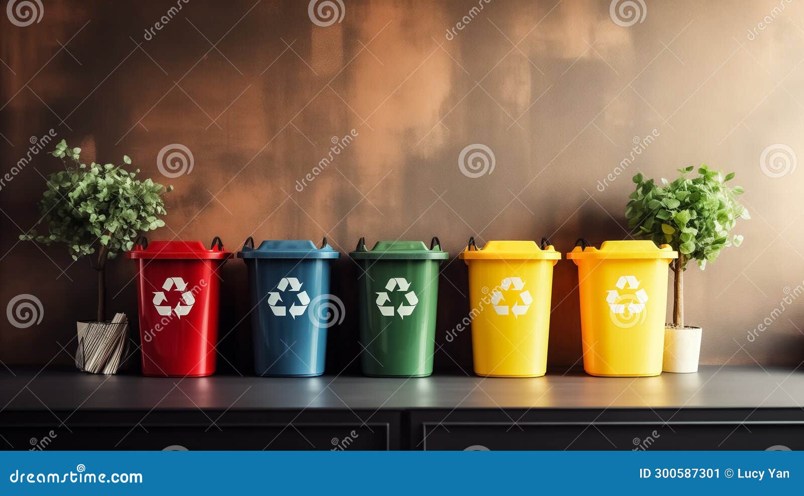 Eco-friendly Office with Plants and Recycle Bins. Eco Space, Growth ...