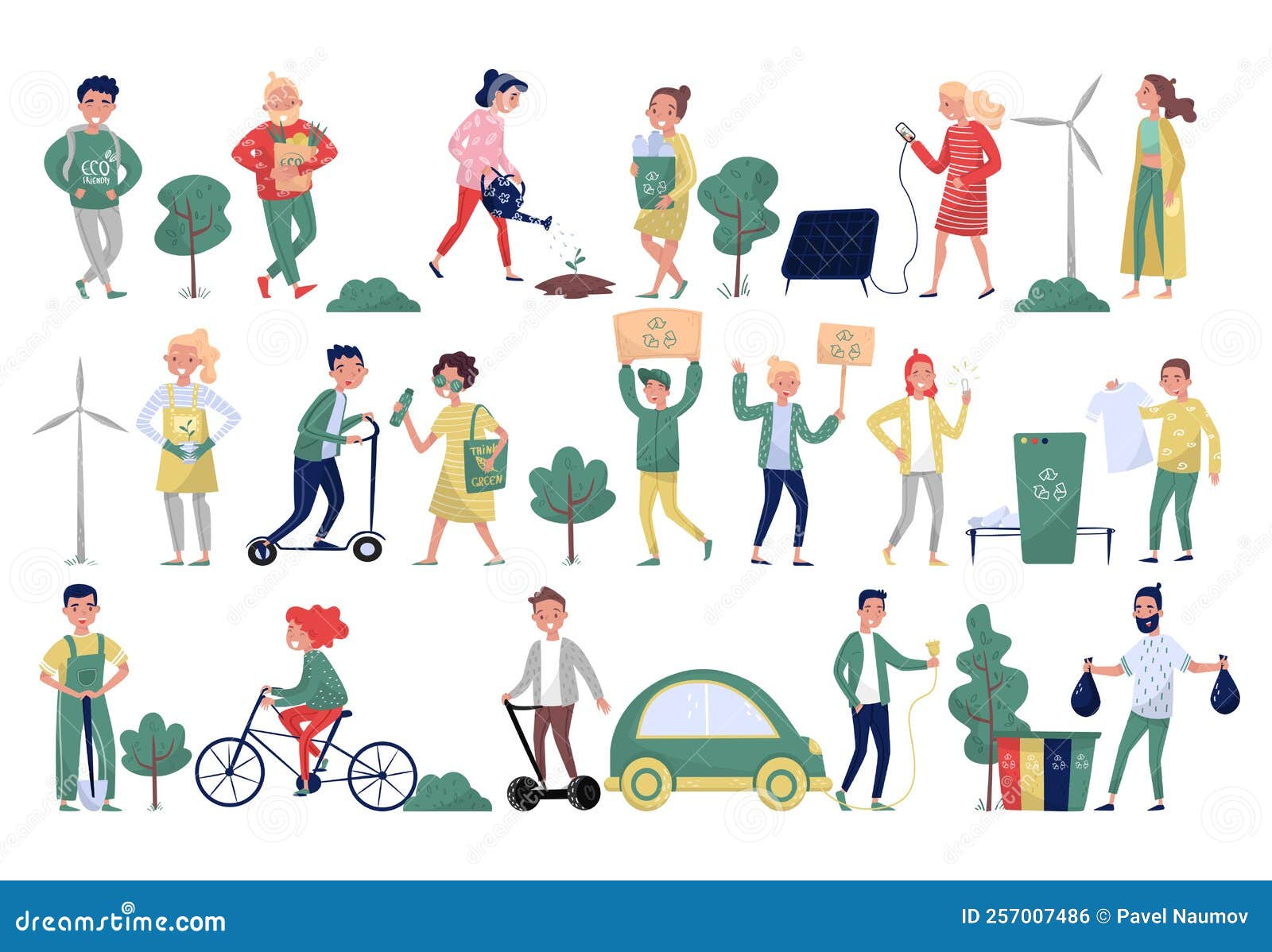 Eco Friendly People Character Protecting Environment Sorting Garbage ... Eco Friendly People Character Protecting Environment Sorting Garbage ...