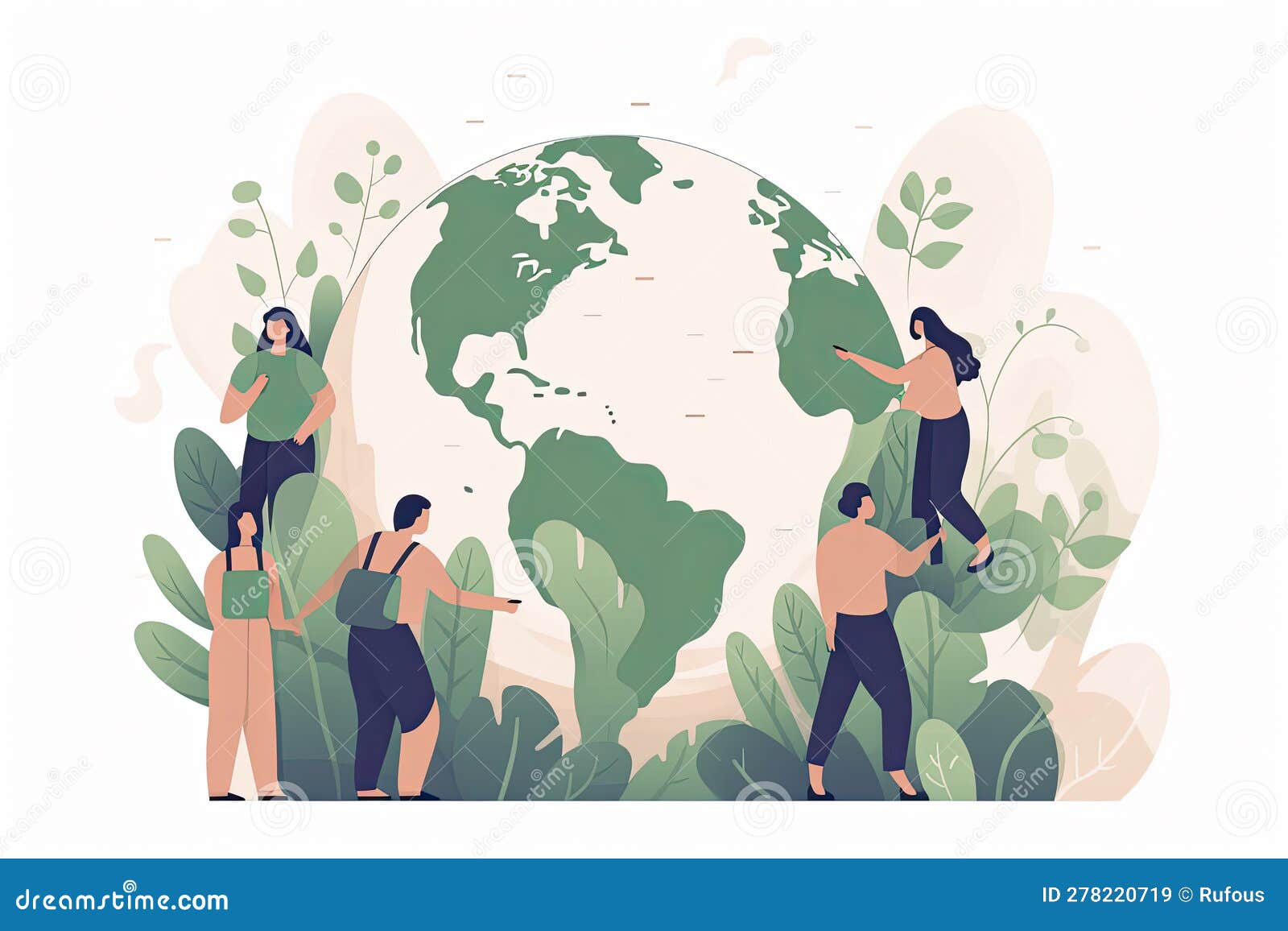 Eco-friendly People with Earth Globe, Saving Planet, Protecting and ...