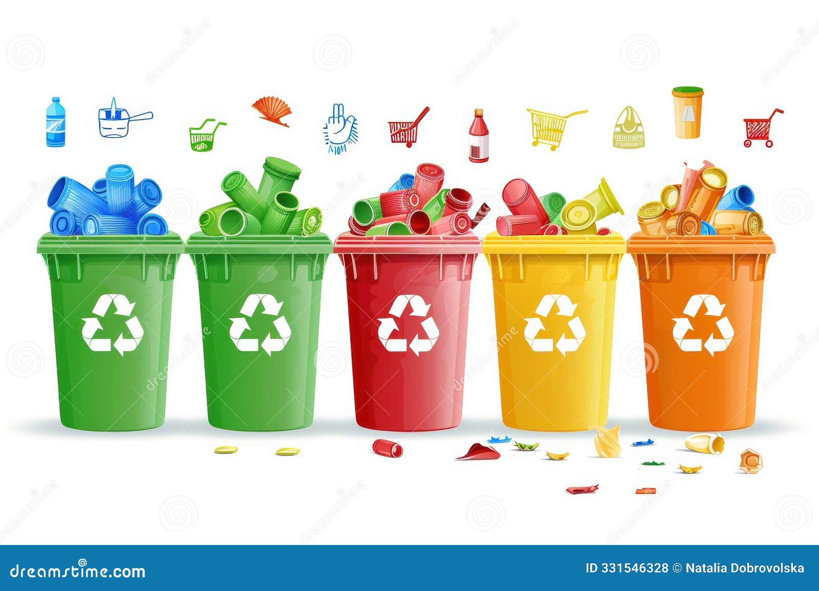 Eco-friendly Picture of Waste Sorting Concept, Bins for Recycling Stock ...