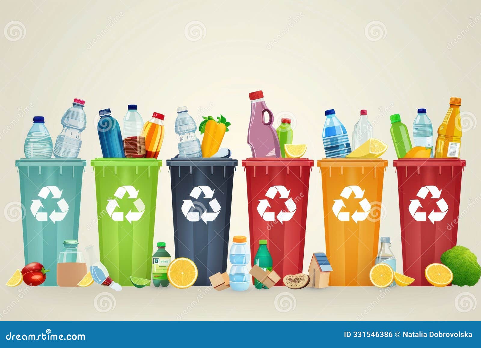 Eco-friendly Picture of Waste Sorting Concept, Bins for Recycling Stock ...