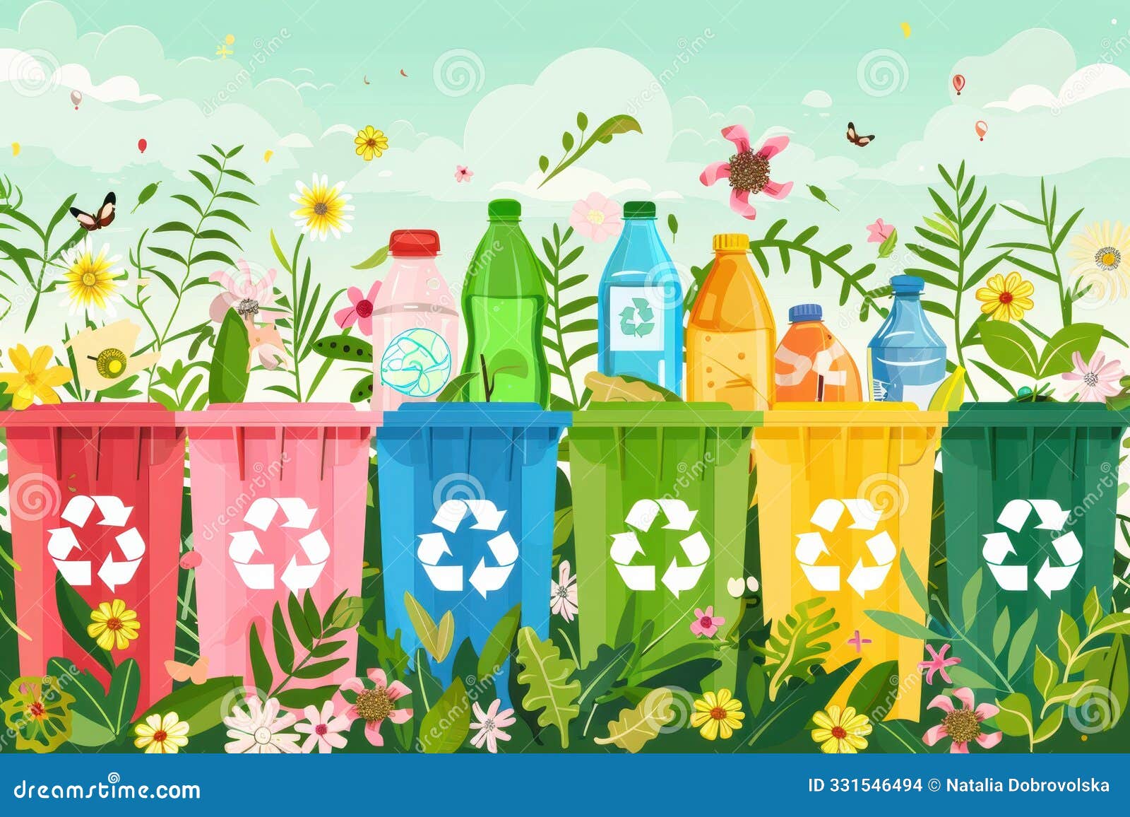 Eco-friendly Picture of Waste Sorting Concept, Bins for Recycling Stock ...