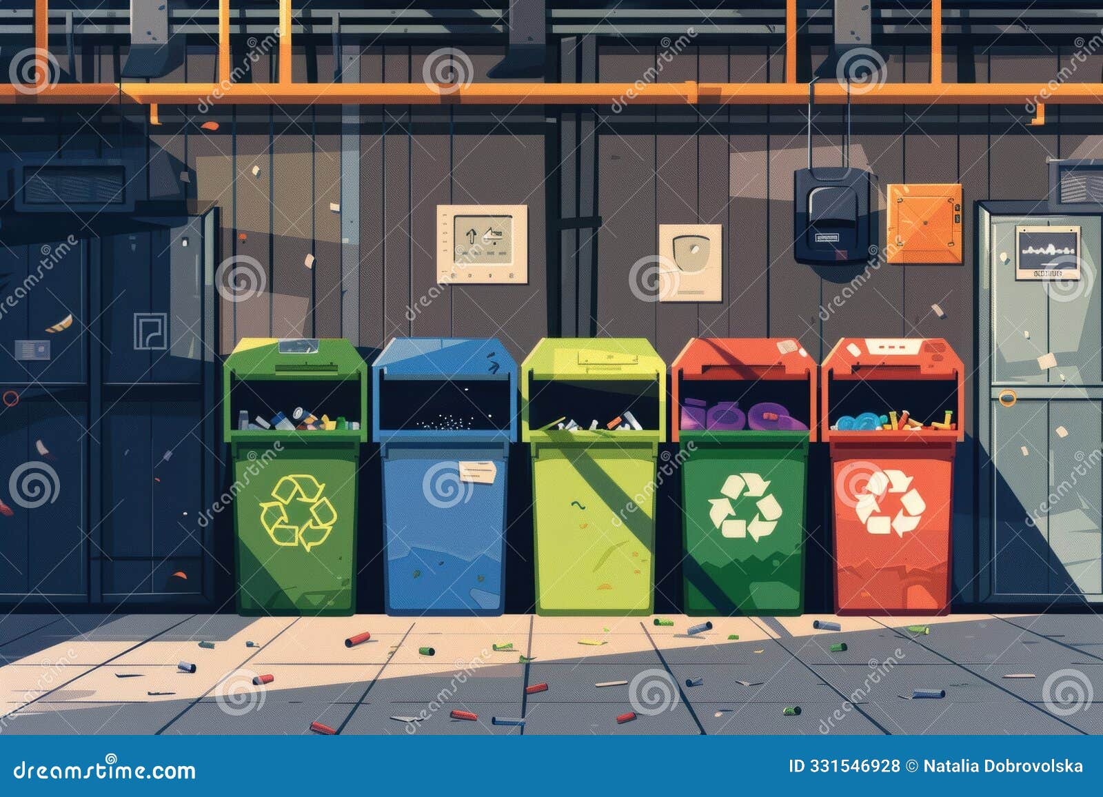Eco-friendly Picture of Waste Sorting Concept, Bins for Recycling Stock ...