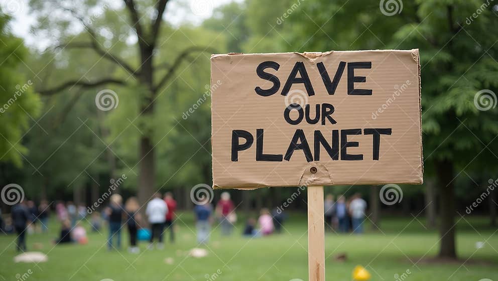 Eco Friendly Protest Sign in Park Setting Stock Illustration ...