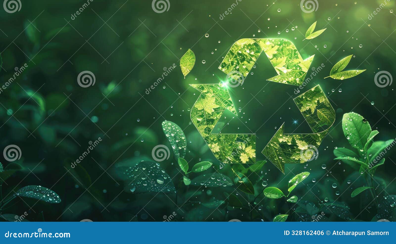 Eco-Friendly Recycling Symbol with Green Elements on Gradient ...