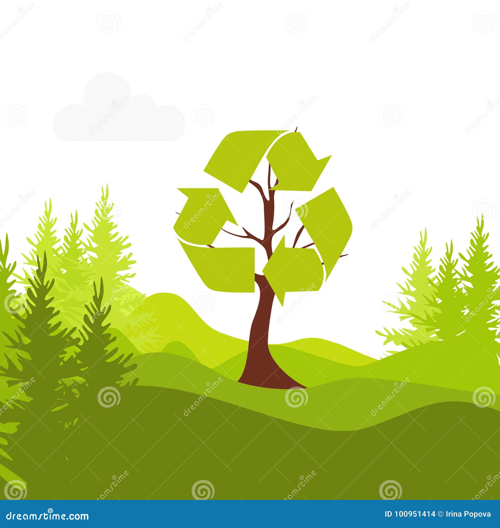 Eco Friendly. the Recycling Symbol on the Tree Stock Illustration ...