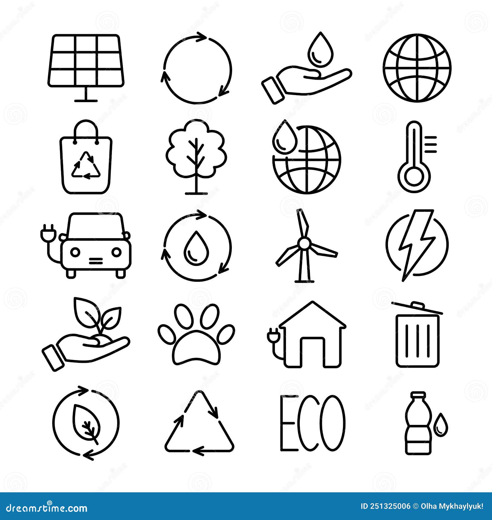 Eco Friendly Related Thin Line Icon Set in Minimal Style. Linear ... Eco Friendly Related Thin Line Icon Set in Minimal Style. Linear ...