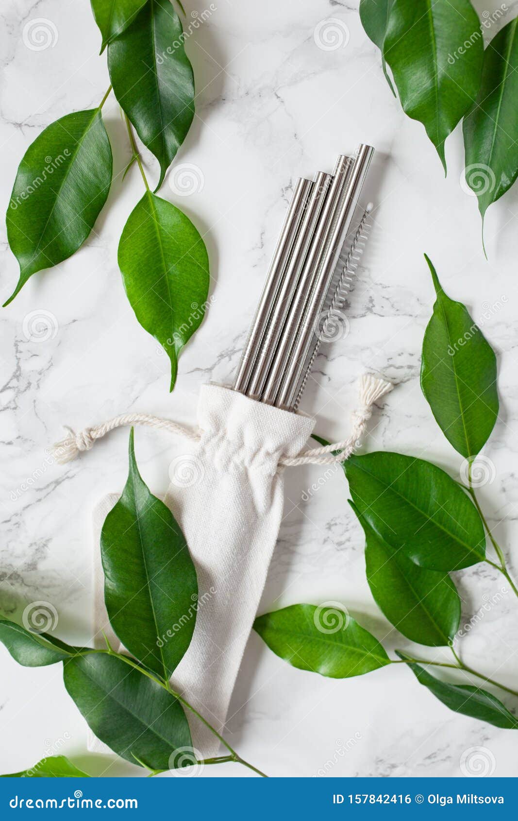 Eco-friendly Reusable Metal Drinking Straw. Zero Waste Concept Stock ...