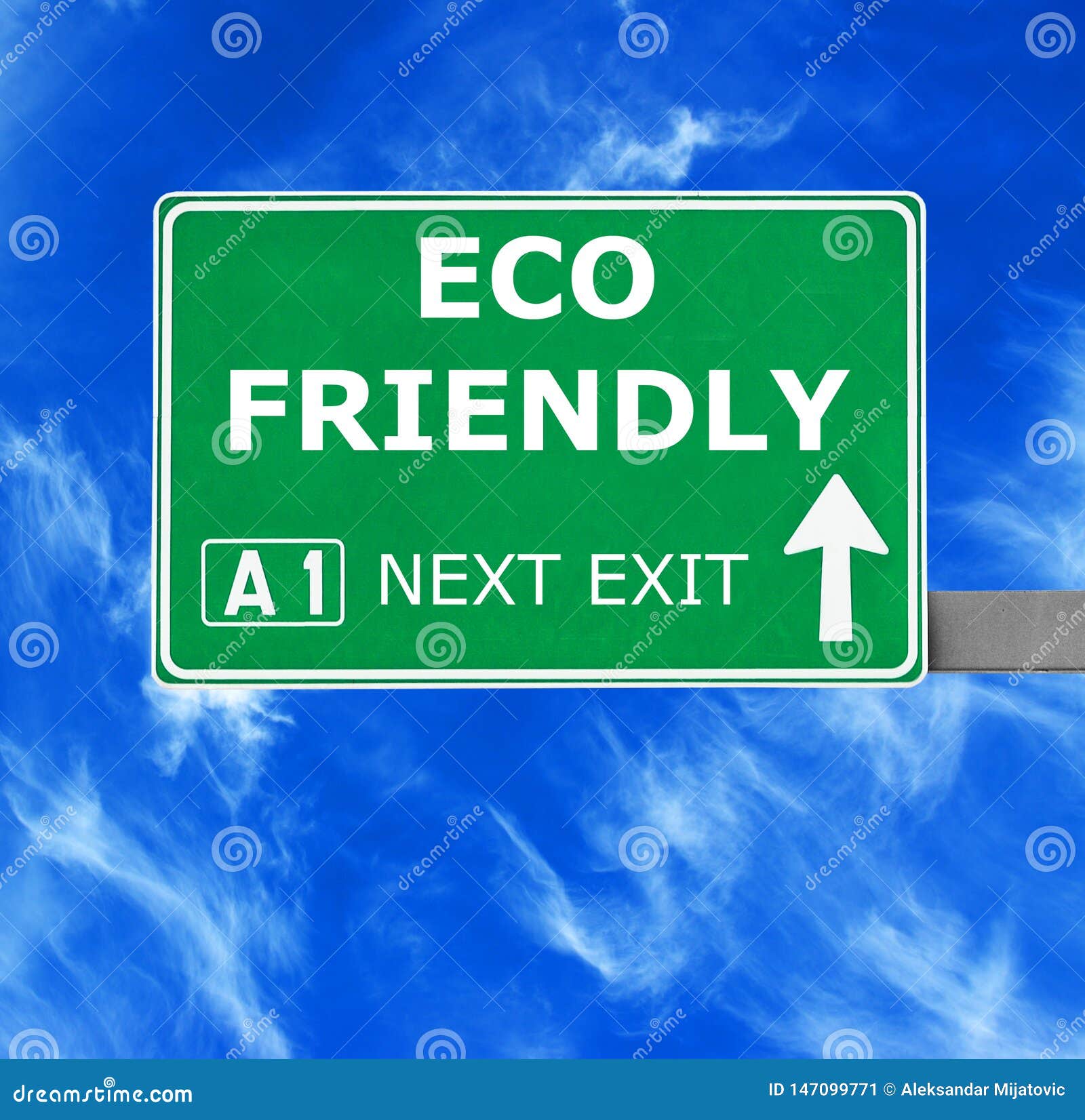 ECO FRIENDLY Road Sign Against Clear Blue Sky Stock Image - Image of ...