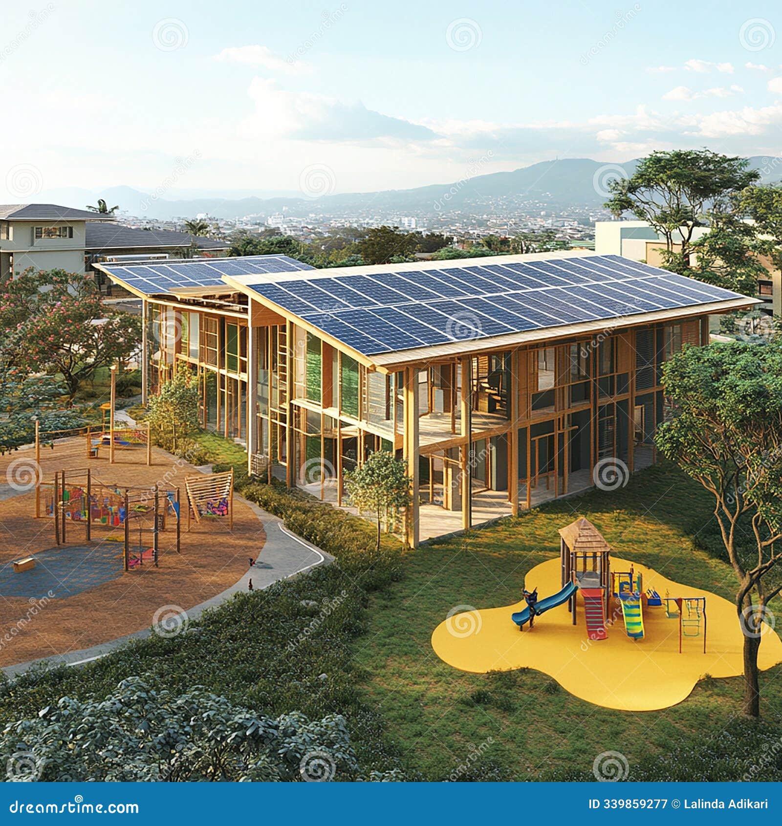 Eco-Friendly School Building Under Construction with Sustainable ...