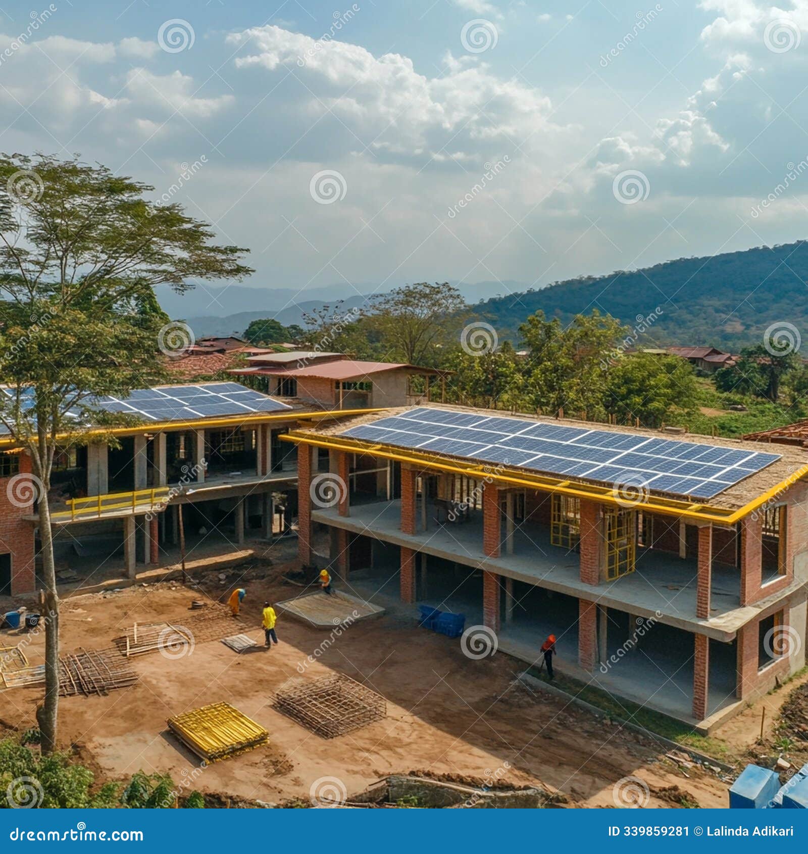 Eco-Friendly School Building Under Construction with Sustainable ...