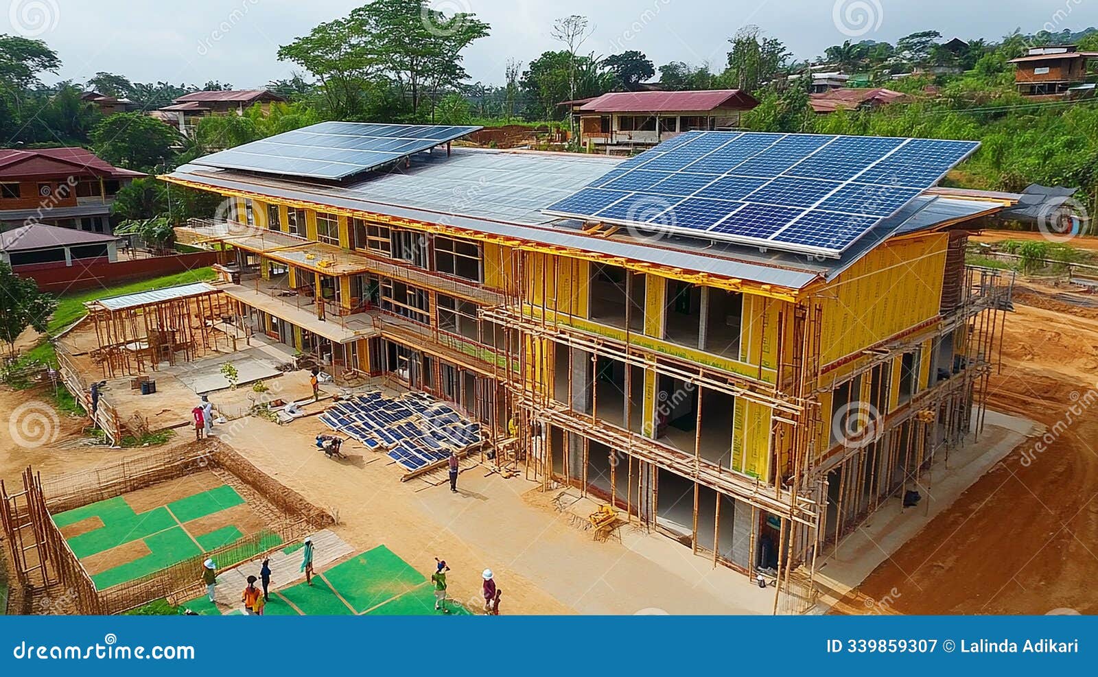 Eco-Friendly School Building Under Construction with Sustainable ...
