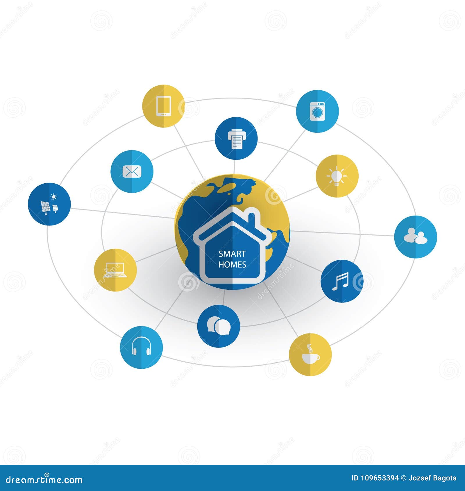 Eco Friendly Smart Home Design Concept with Icons - Cloud Computing ...
