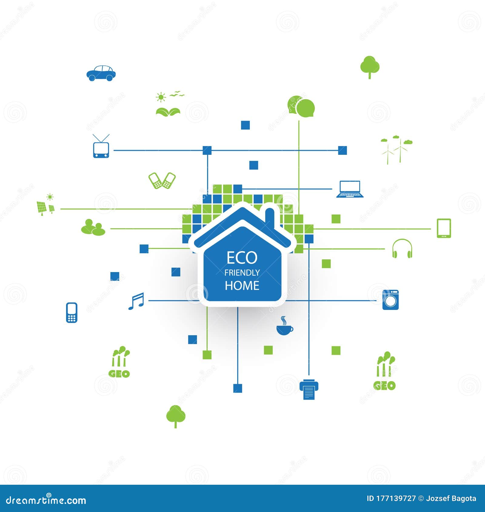 Eco Friendly Smart Home Design Concept with Icons Stock Vector ...